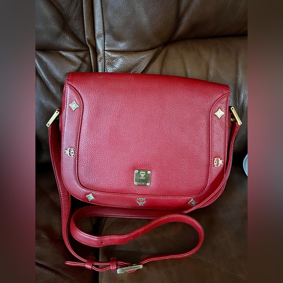 MCM | Bags | Authentic Mcm Red Saddle Bag Rare Color | Poshmark